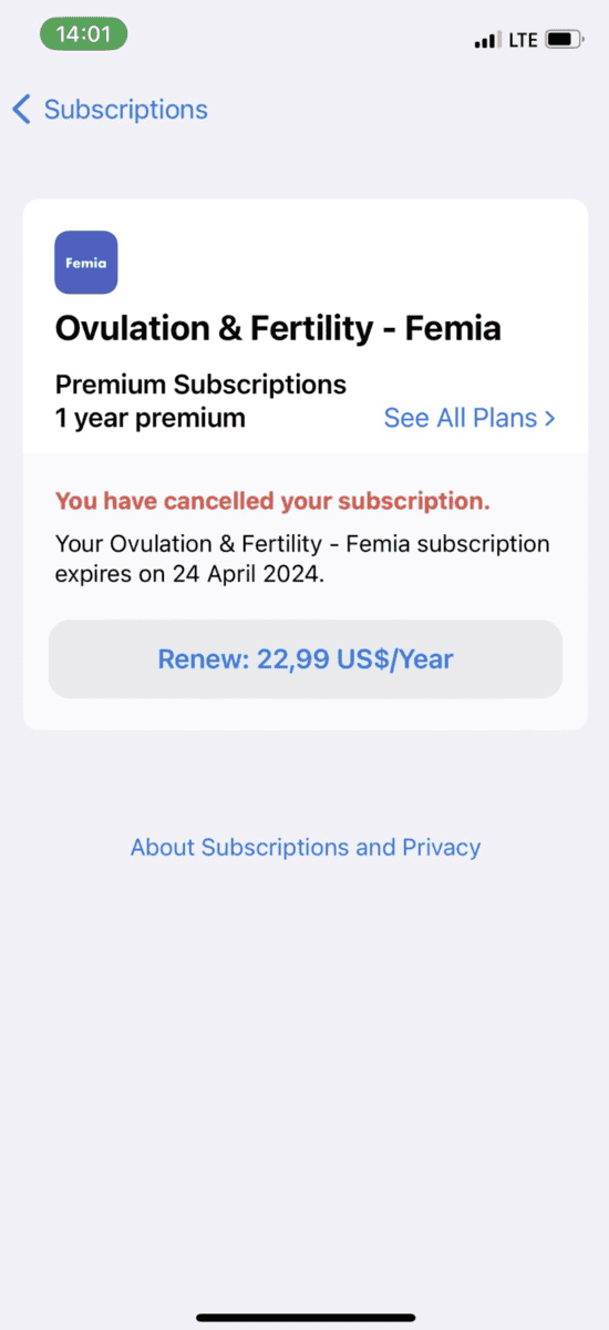 When does my subscription end? Check on iOS - Femia Health